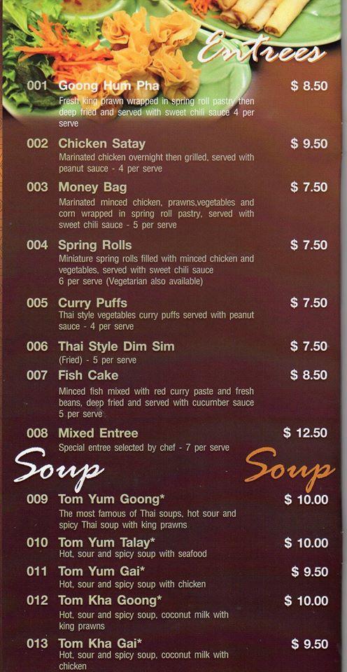 Menu at Thai @Sale restaurant, Sale