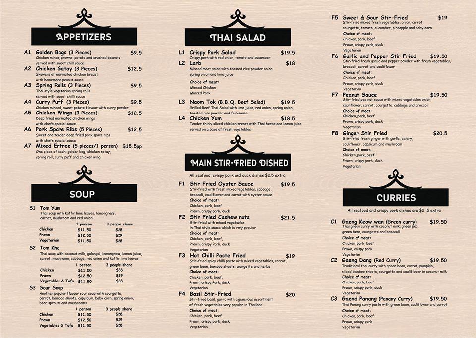 Menu at Thai Terrace Rolleston restaurant, Rolleston