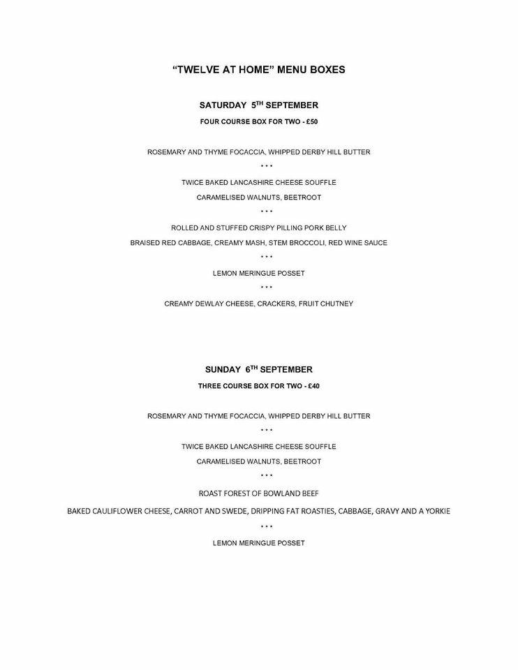 Menu at Twelve Restaurant and Lounge Bar, Blackpool
