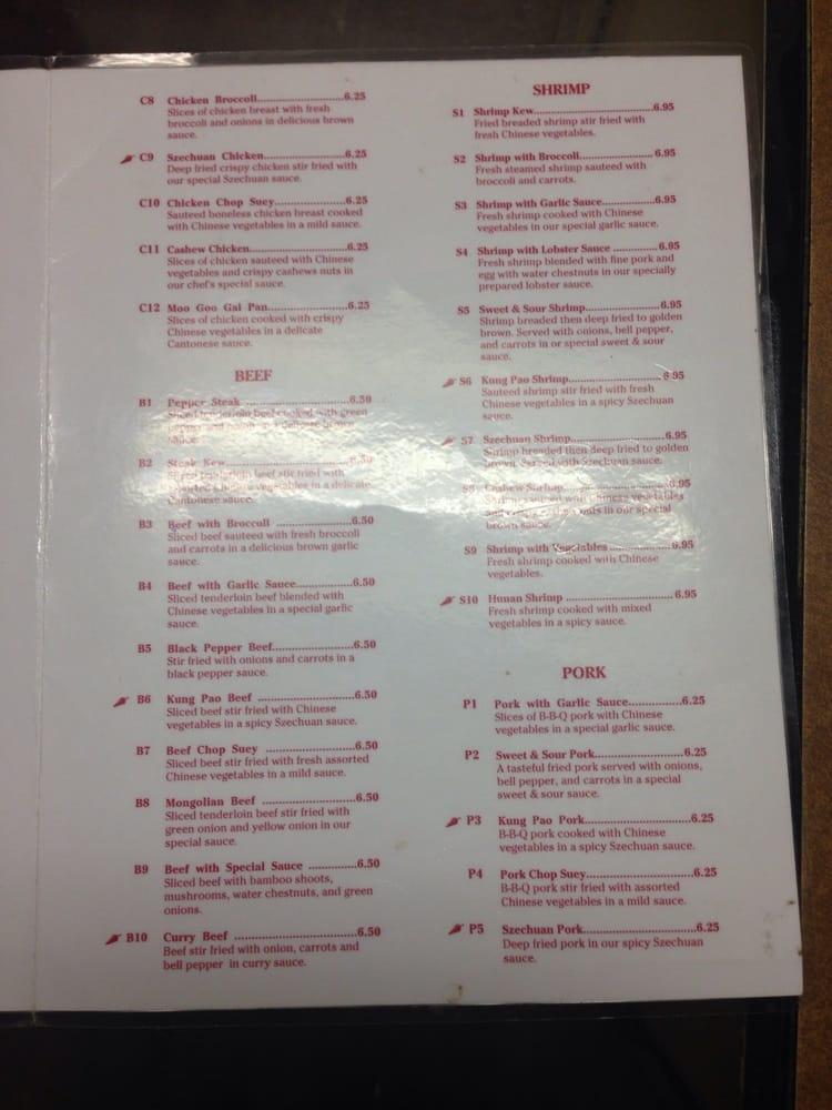 Menu at Kim Chai Restaurant, Memphis, Summer Ave