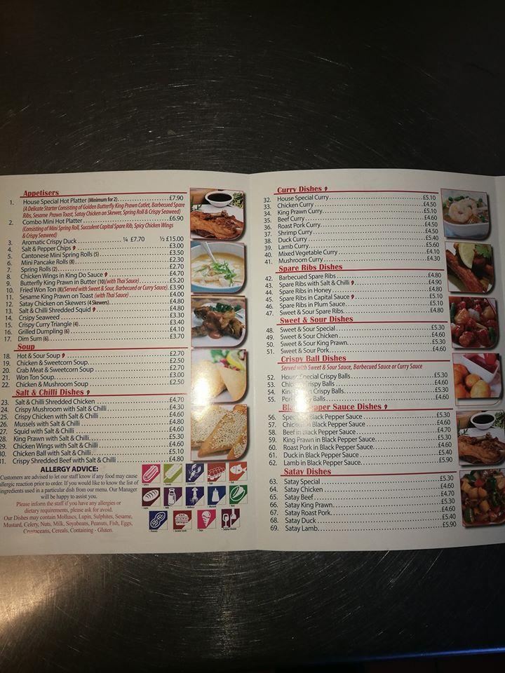 Menu at New Loon Fung restaurant, Sheffield