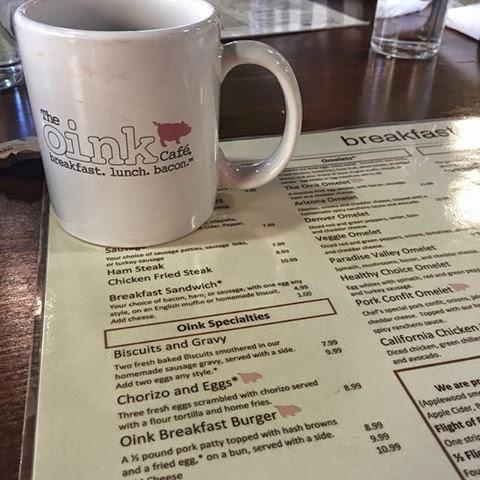 Menu at The Oink Cafe, Tucson