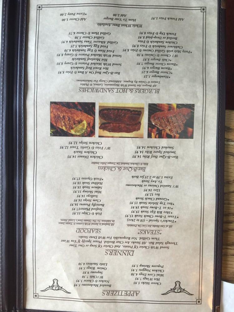 Menu at Bob's Texas T-Bone And Frosty's Lounge pub & bar, Rufus