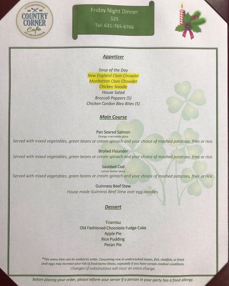 Menu at Country Corner Cafe, Southold, NY-25