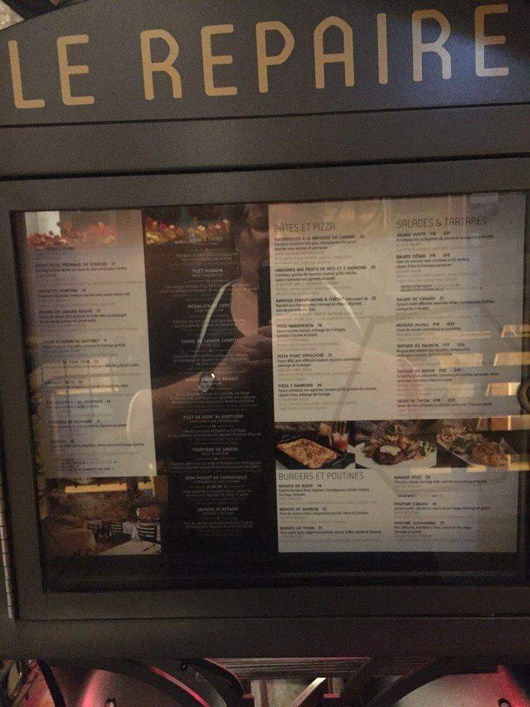 Carta de pizzería Le Repaire, Quebec