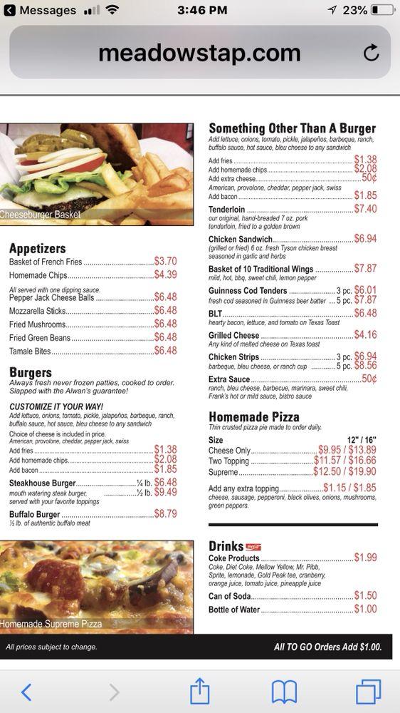 Menu at Meadows Avenue Tap pub & bar, East Peoria