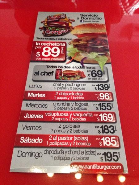 Carta del restaurante Otay Burger, Tijuana, Avenida
