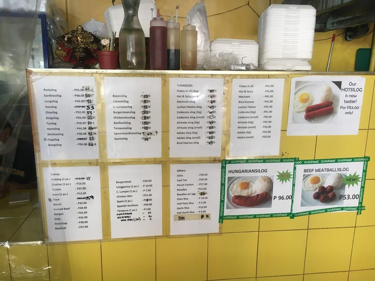 Menu at Silogan ni Gian restaurant, Cebu City, 8V2X+CGV