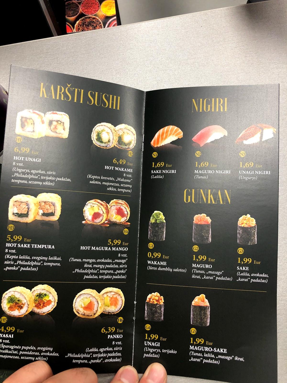 Menu at Sushi life 2020 restaurant, Vilnius
