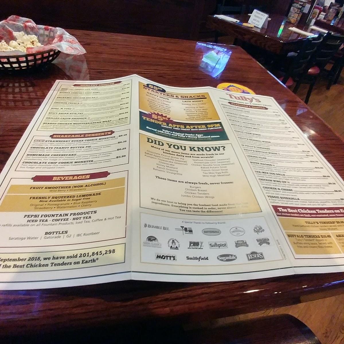 Menu at Tully's Good Times Clarks Summit pub & bar, Clarks Summit