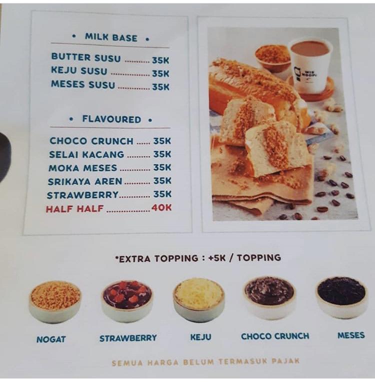 Menu at Kopi & Roti WisNgopi Tanjung Duren cafe, West Jakarta