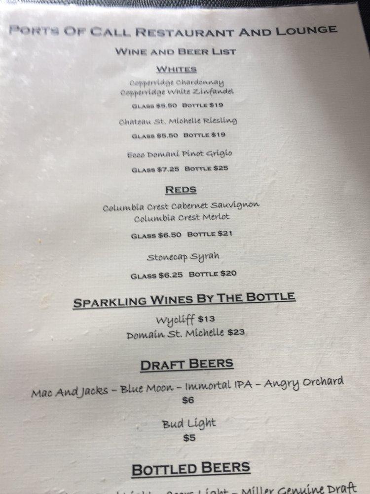 Menu at Port of Call Restaurant, Tacoma