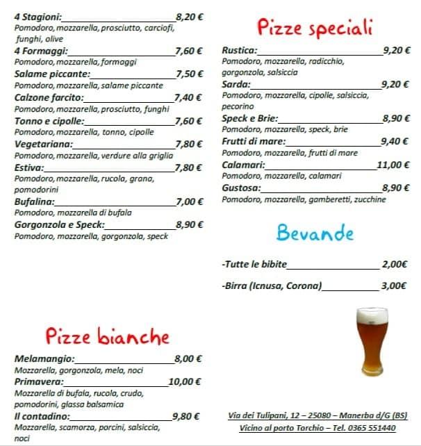 Menu at Primavera restaurant, San Felice del Benaco