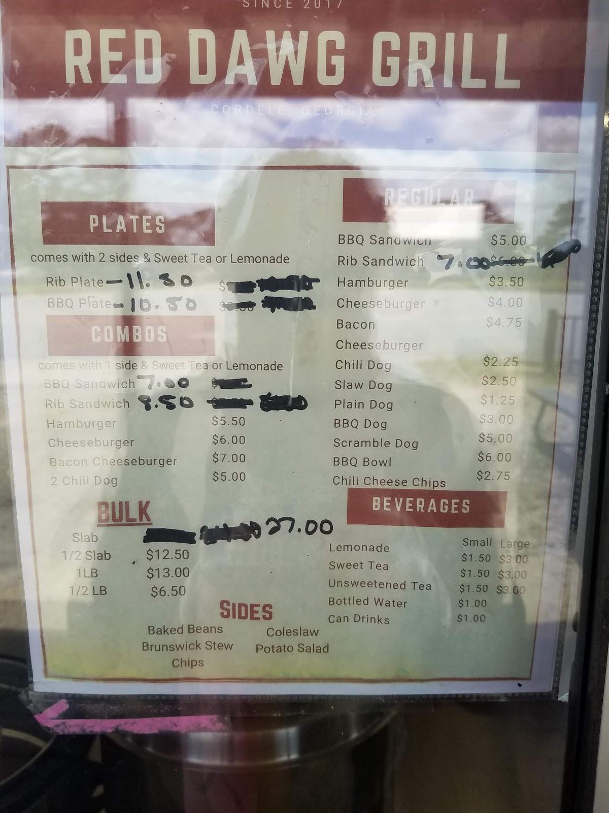 Menu at Red Dawg Grill restaurant, Warwick, GA-300