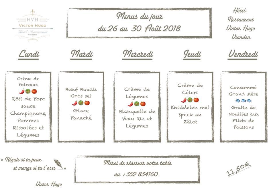 Menu at Hôtel-Restaurant Victor Hugo, Veianen