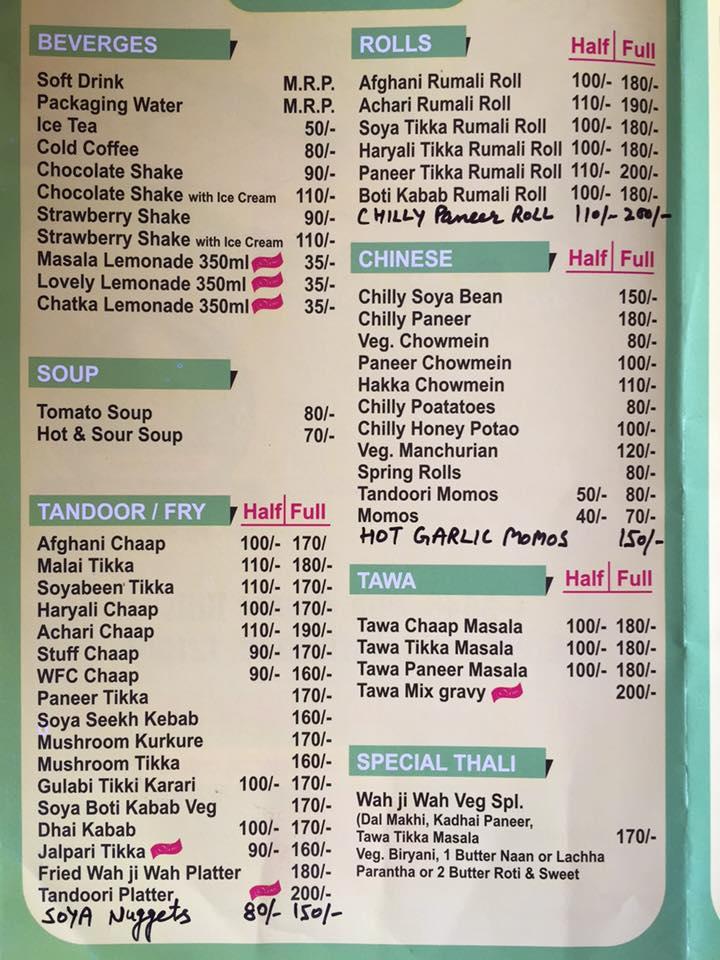 Menu at Wah Ji Wah Surajkund Road, Faridabad