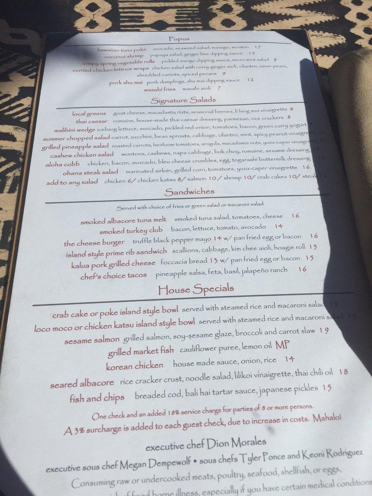 Menu at Bali Hai Restaurant, San Diego
