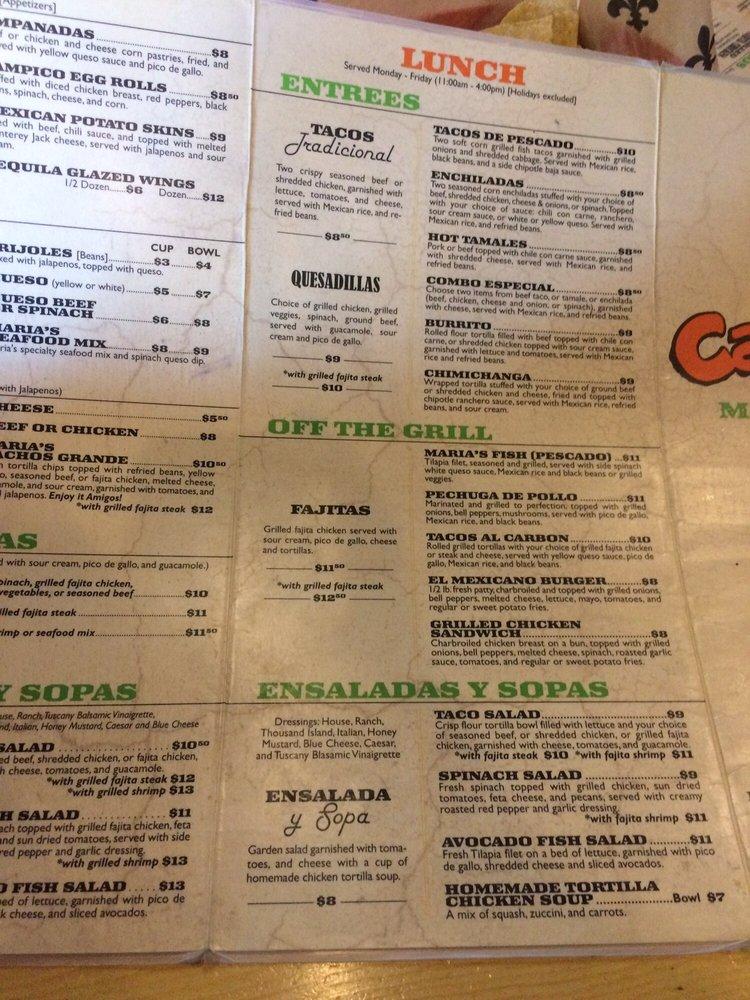 Menu at CASA MARIA MEXICAN GRILL - WATSON restaurant, USA, LA-16