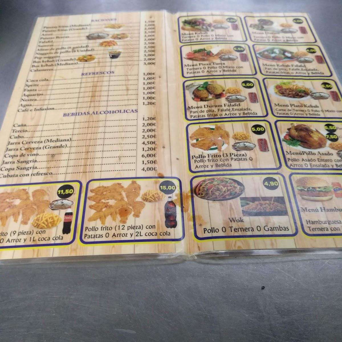 Menu at Döner Kebab HUT restaurant, Madrid