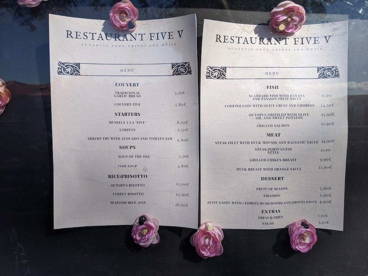 Menu at Restaurante Five V, Funchal