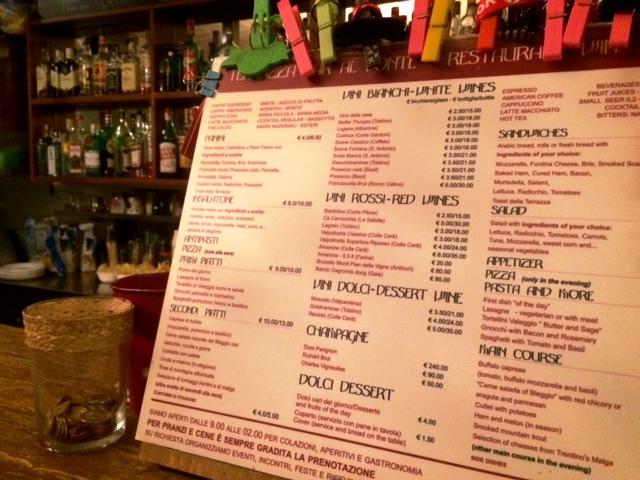 Menu au Terrazza Bar Al Ponte, Verone