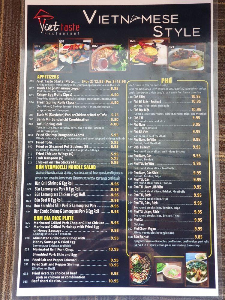 Menu at Viet Taste Libertyville (Phở House And Banh Mi Baguette ...