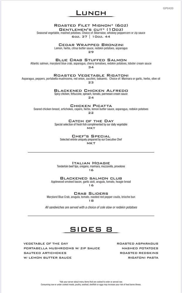 Menu at Churchill's Bistro Cigar Bar, Grosse Pointe Woods