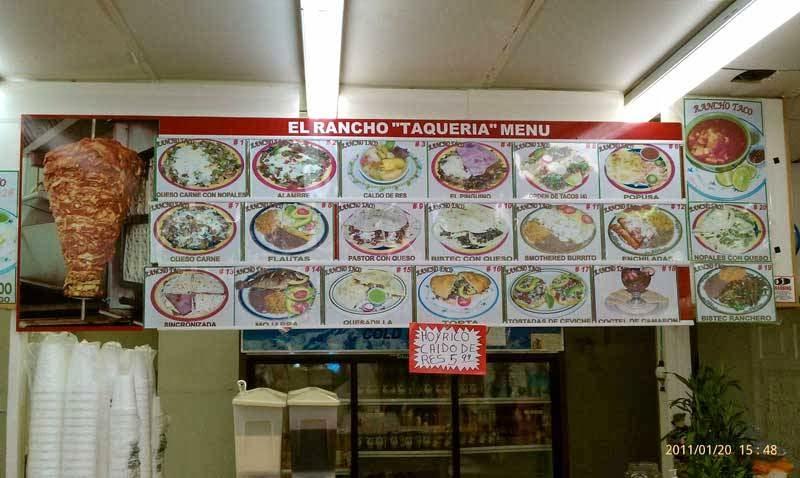 Carta del restaurante El Rancho Market, Aurora