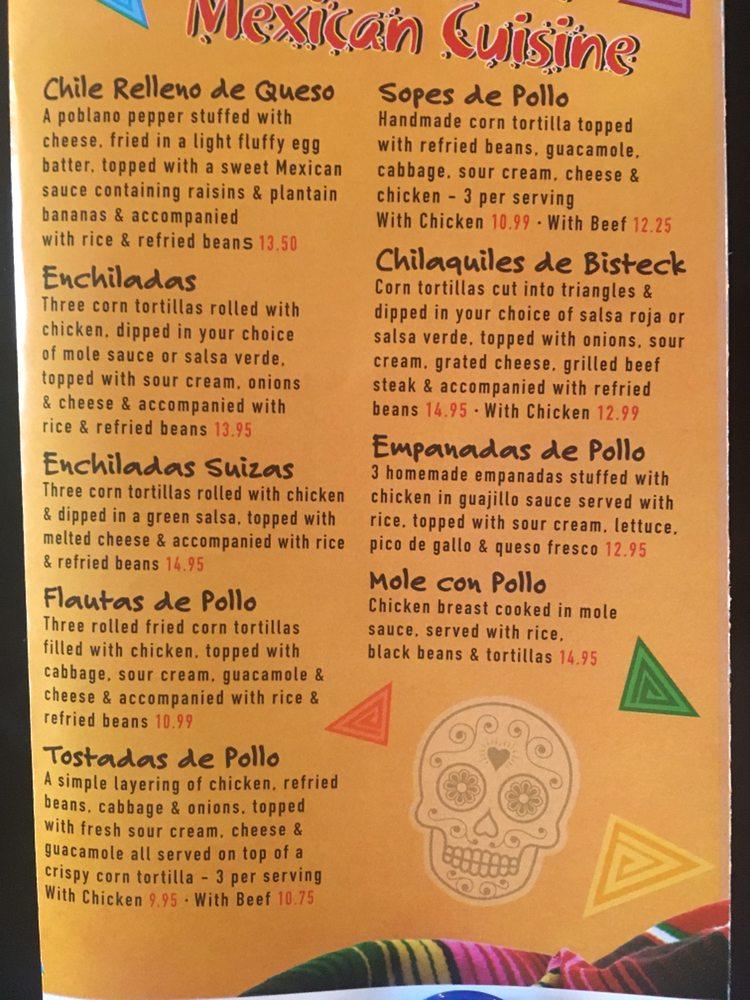 Menu at El Tipico restaurant, Somers Point