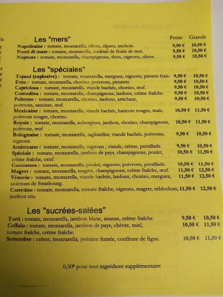 Menu at BELLA PIZZA pizzeria, Céret