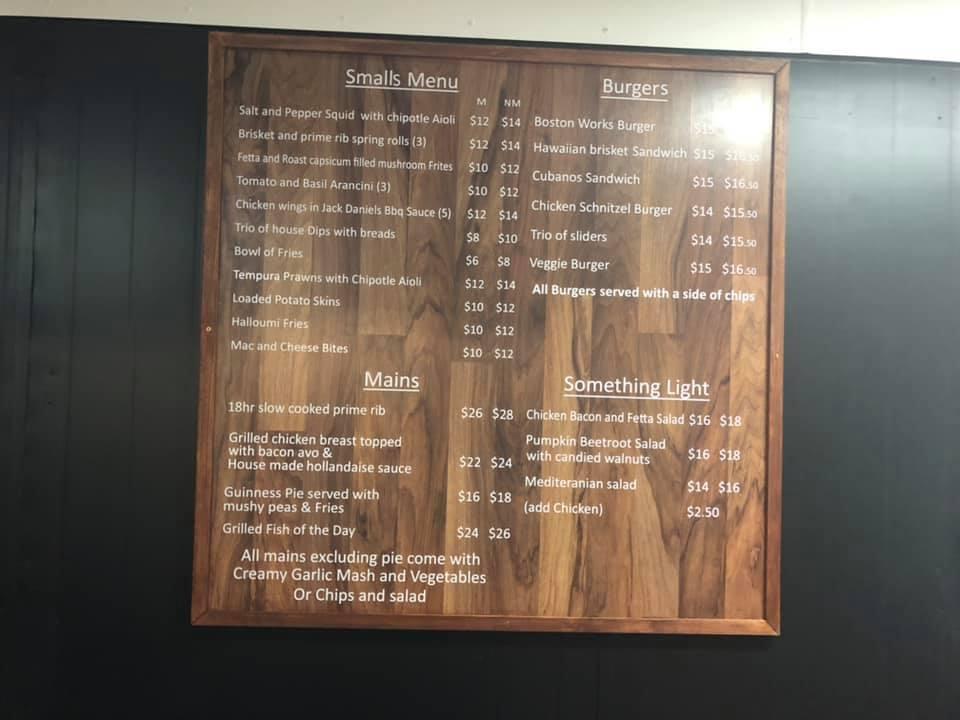 Menu at Mako's Restaurant, Golden Beach