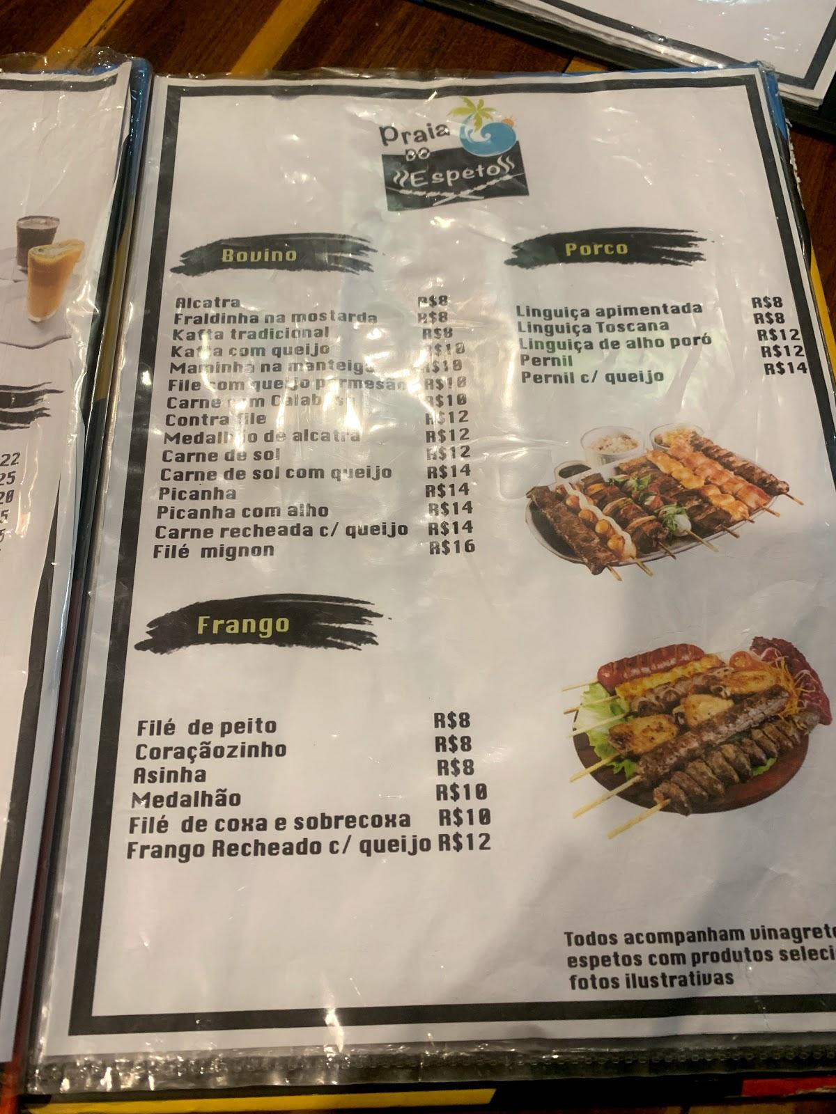 Menu em Na Brasa restaurante, Maragogi