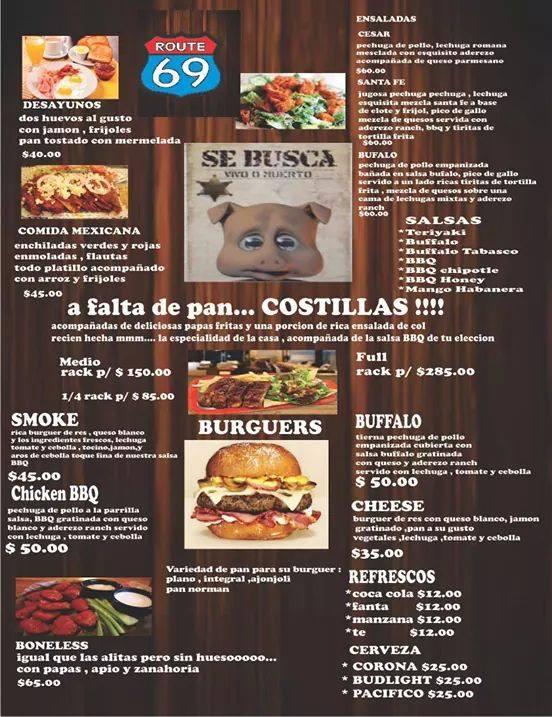 Menu at Route 69 ribs & Burger BBQ, Ciudad Juarez