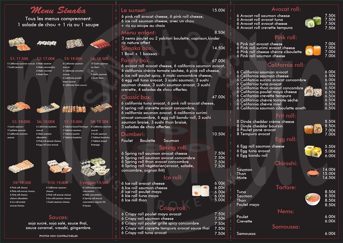 Menu au Sénaka Sushi restaurant, Saint-Romain-de-Colbosc