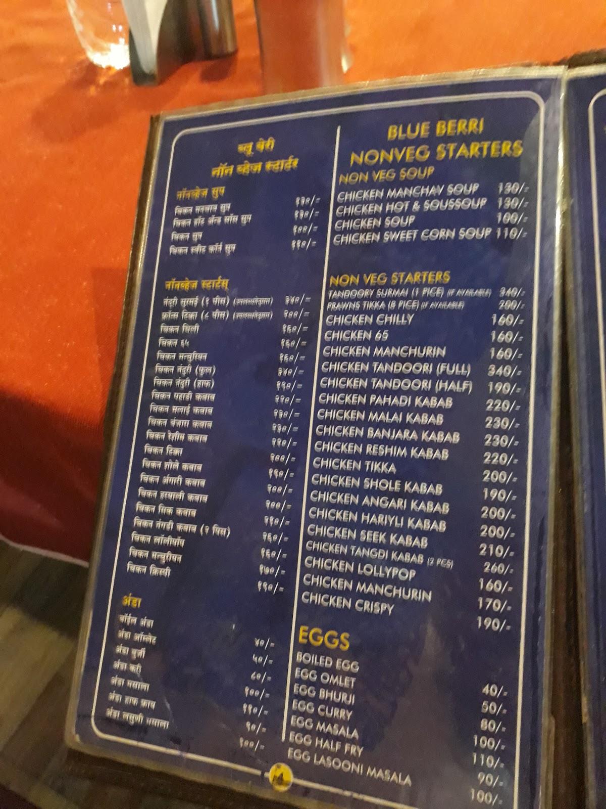 Menu at BNB(HOTEL BLUE BERRI) - Yaoe Sigsa Dinning & Bar, Pune