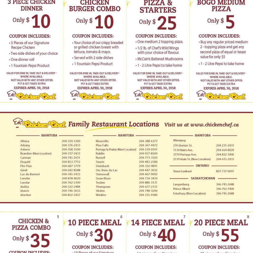 Menu at Teulon Chinese Cafe, Teulon