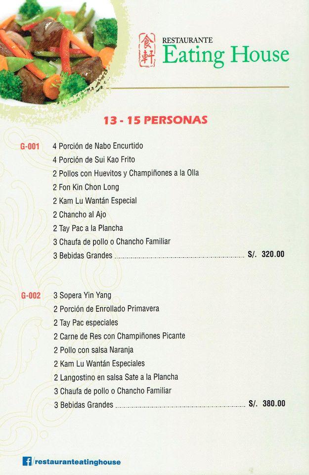 Menu at Restaurante Eating House, Trujillo