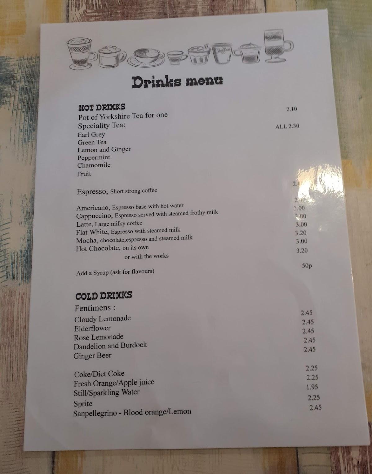Menu at Cornercopia cafe, Helmsley