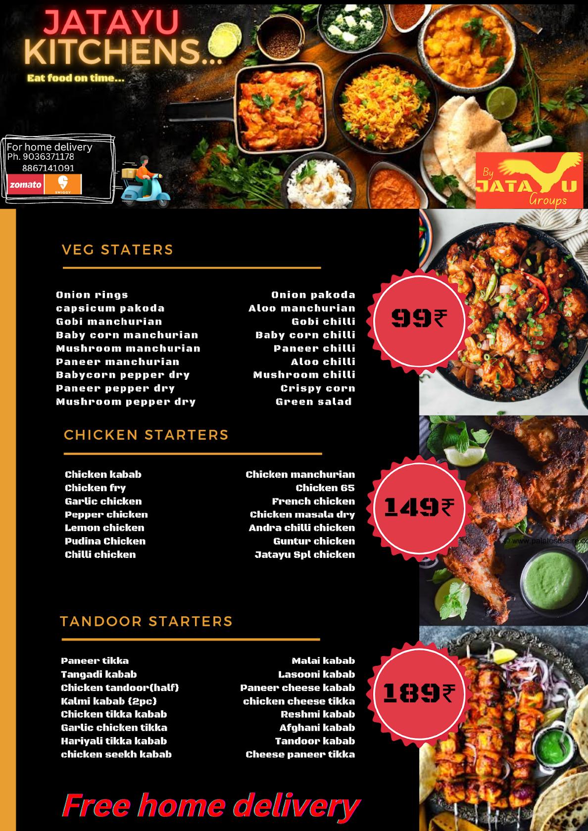 Menu at JATAYU KITCHENS, Rajanukunte