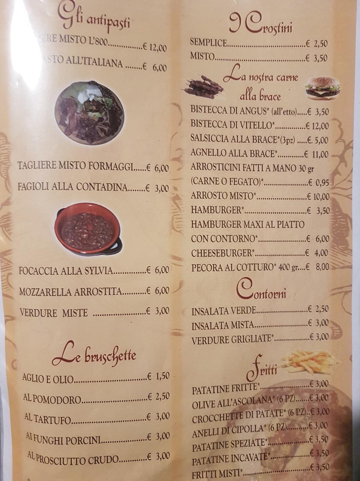 Menu at Pizzeria L'800, Prezza
