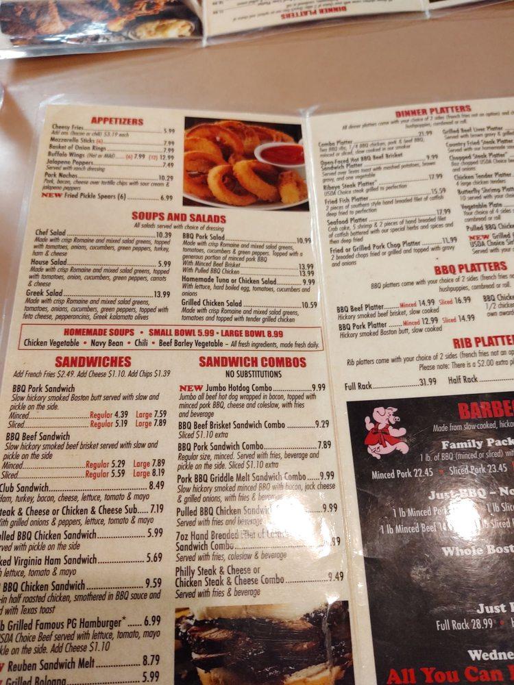 Menu at Prince George Family BBQ, Petersburg