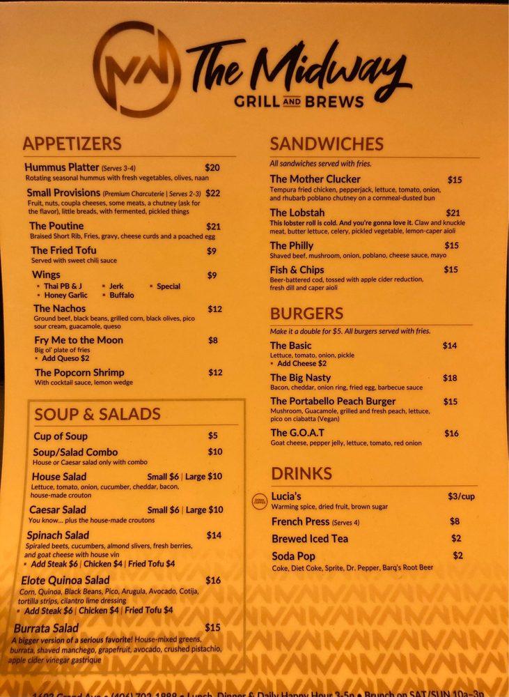Menu at The Midway Grill and Brews steakhouse, Billings
