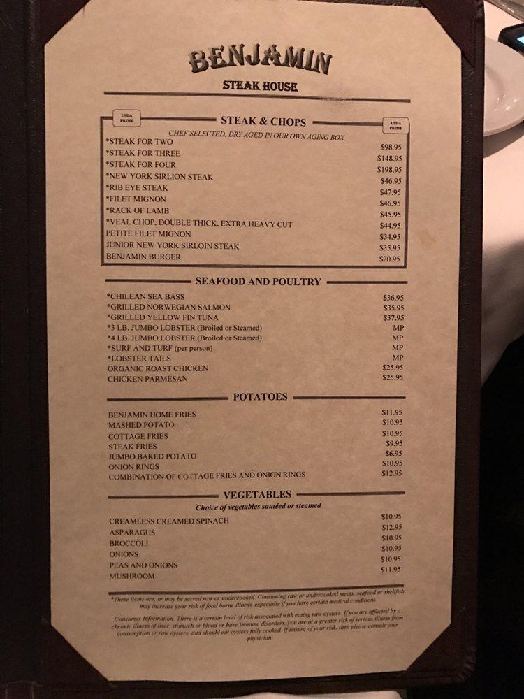 Menu at Benjamin Steakhouse, White Plains