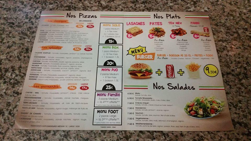 Menu at DELIZIOSA PIZZA and restaurant, Paris
