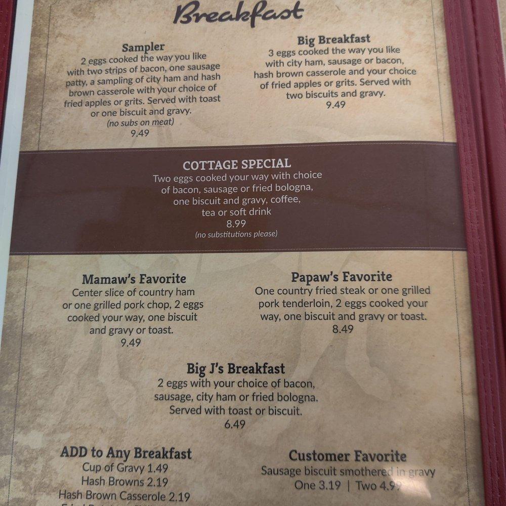 Menu at The Cottage Cafe, Nicholasville