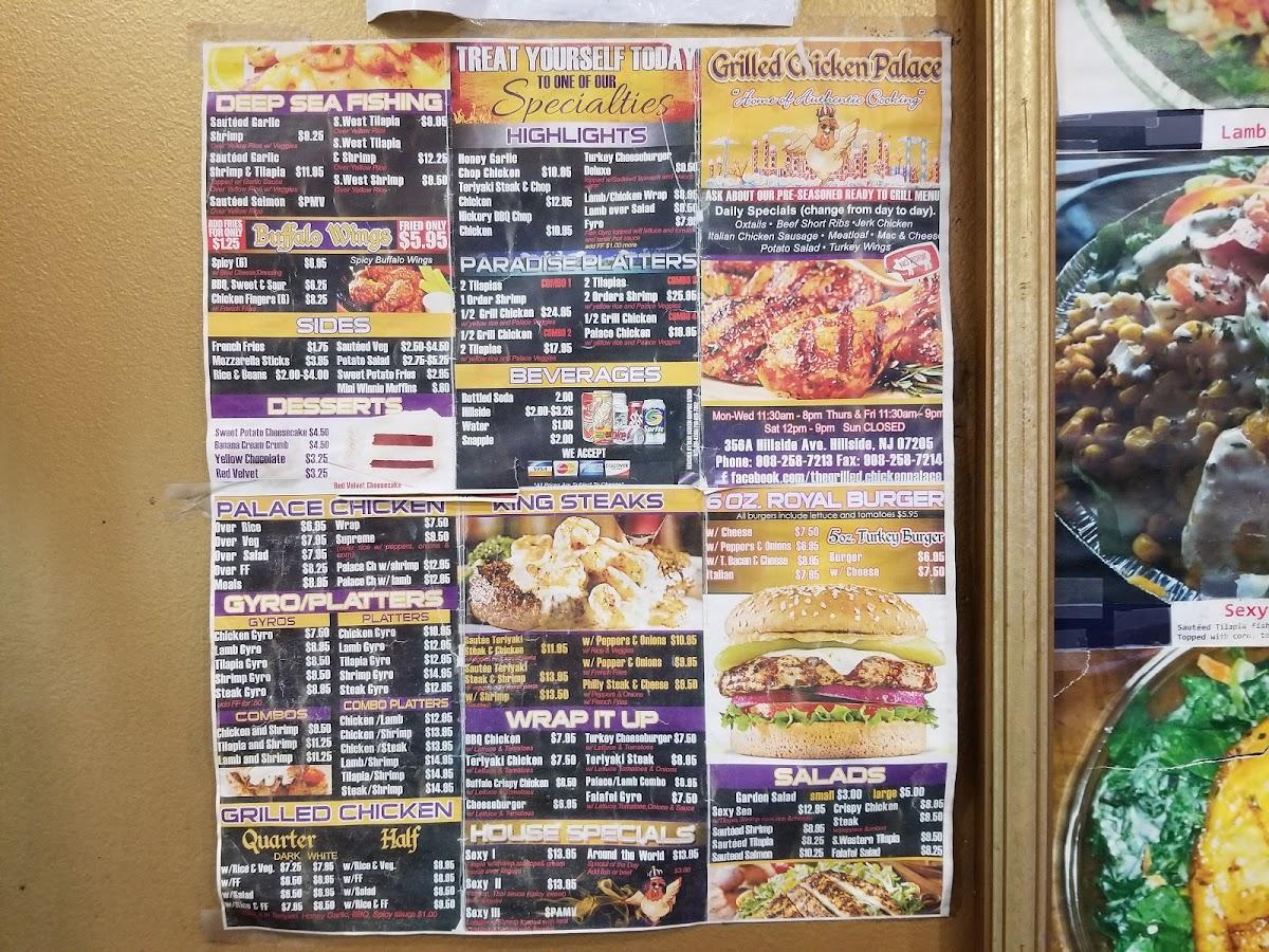 Menu at Grilled Chicken Palace restaurant, Hillside