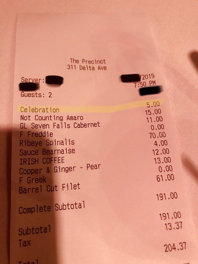 Menu at The Precinct By Jeff Ruby steakhouse, Cincinnati