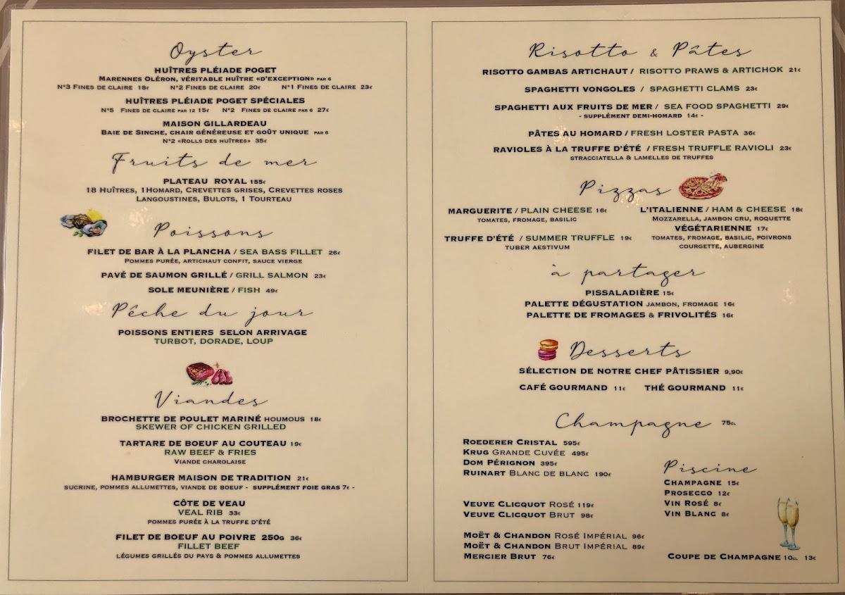 Menu at Le Grand Café de France, Nice