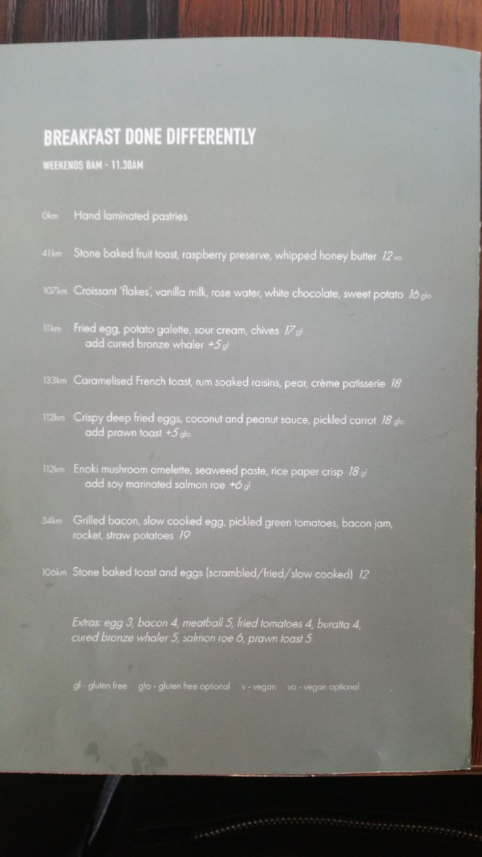 Menu at Small's Bar, Eaton
