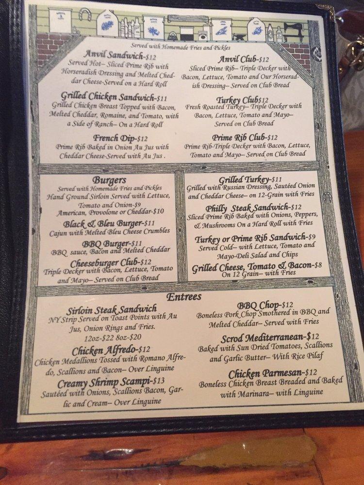 Menu at Anvil Inn Restaurant, Fort Edward
